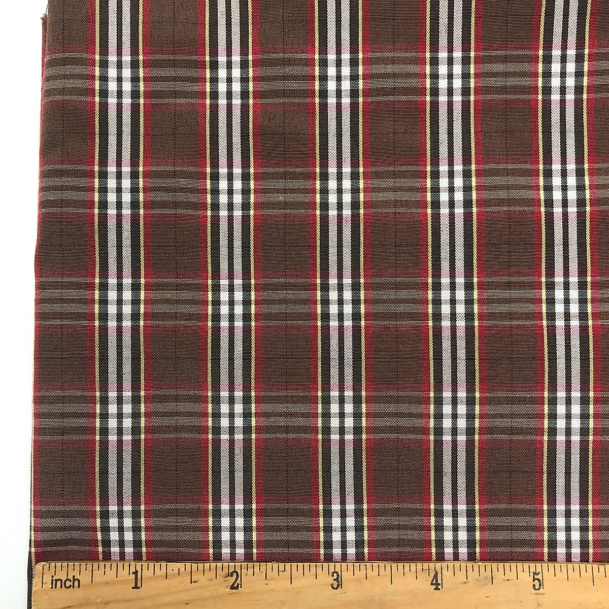 Brown Checkered Plaid Fabric Light Weight Yarn Dyed Polyester Tartan Width 57inches for DIY Home Decor Craft (2 Yard pre Cut)