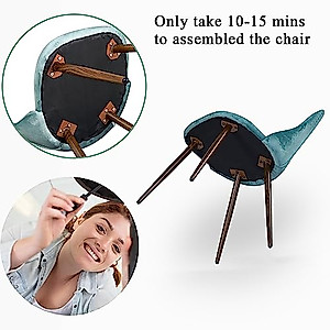 FurnitureR Dining Chair, Mid Century Side Chairs Large & Super Soft Velvet Seat Back Metal Legs for Kitchen, Dining Room, Bedroom, Living Room, Mint Green