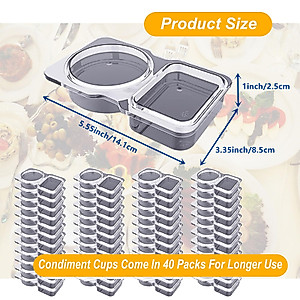 40PCS Double Compartment Snack Containers with Lids,Square & Round Condiment Containers with Lids,Disposable Double Compartment Snack Containers,Easy To Carry, Suitable for Takeout and Outdoor