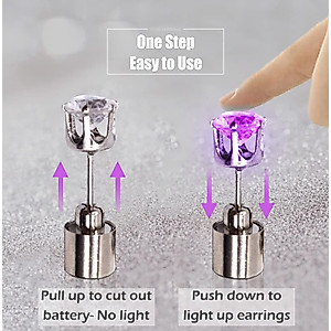 IC ICLOVER LED Earrings, Shiny Glowing LED Lighting Up Stylish Earring Studs Crown Shap Ear Drop Stud, Valentine's Day New Year Wedding Rave Dance Party Decoration Gifts for Women Men Boy Girls-Purple