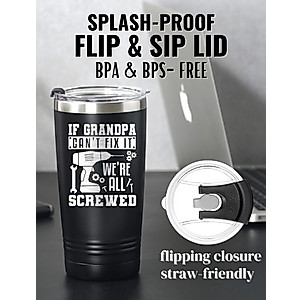 Onebttl Grandpa Gifts for Father's Day, Christmas, Birthday, 20oz Stainless Steel Tumbler with Lid and Straw from Granddaughter Grandson - Grandpa