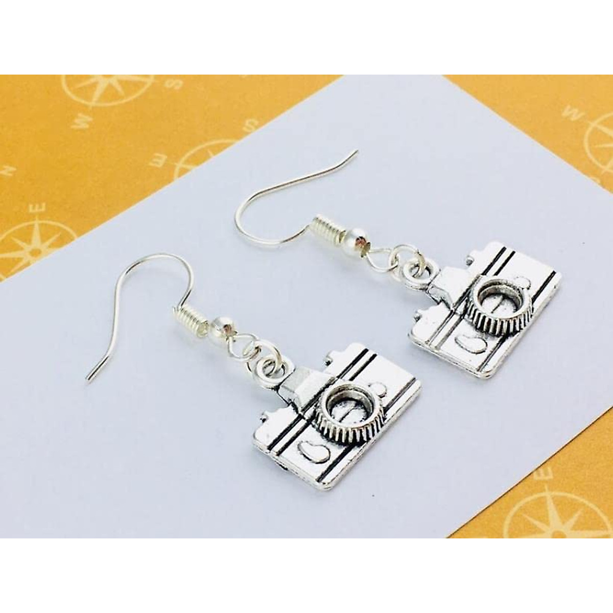 Camera photography earrings - mini camera charms - Ancient silver camera charms - photography jewelry gift - travel camera earrings