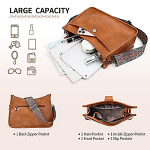 APHISON Crossbody Bags For Women Trendy, Vegan Leather Hobo Handbags Crossbody Purses Shoulder Bucket Bag with 2 Adjustable Strap Brown