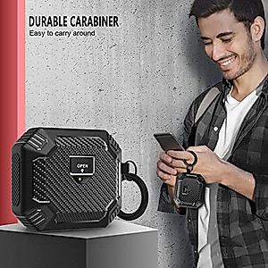 Wonjury Compatible Airpods Pro Case Cover for Men with Lock, Military Armor Series Full-Body AirPod Pro Case with Keychain Cool Air Pod Pro Shockproof Protective Case for AirPods Pro 2019, Black