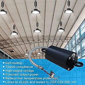40W Emergency Driver for LED High Bay Light, 90 Min Emergency Battery Backup Power Supply Emergency LED Driver, External Driver Input AC100-347V- Output 170V DC,UL-Listed - IP65 Waterproof (8pack)
