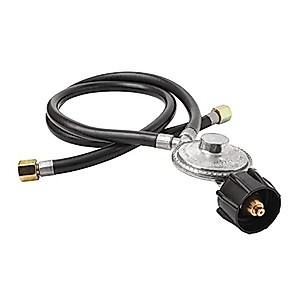 Flame King ALRYQC02 2-Ft Y-Splitter Propane Regulator Double Hose Outlet Fits Type-1 (QCC-1) Tank Connections, for BBQ Grills with Side Burner, Black