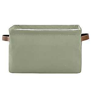xigua Storage Basket Sage Green Solid Color Collapsible Fabric Toy Storage Box With Handle Large Storage Bin Box For Home Office Closet - 1pack