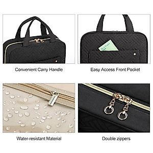 Innovatronic Toiletry Bag Travel Bag with Hanging Hook, Travel Organizer, Water-resistant Makeup Cosmetic Bag Travel Organizer for Accessories, Shampoo, Toiletries (black)