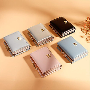 JIUFENG Women Short Wallet Trifold Korean Fashion Multifunctional Pearl Coin Wallet Card Holder (Gray)