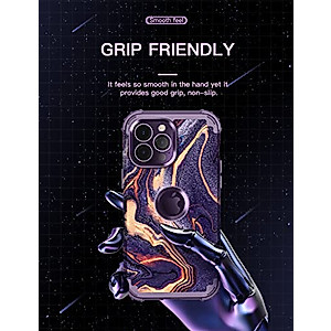 LONTECT iPhone 13 Pro Max Case - 6.7" Marble Shockproof Heavy Duty Cover for Girls & Women, Dark Purple