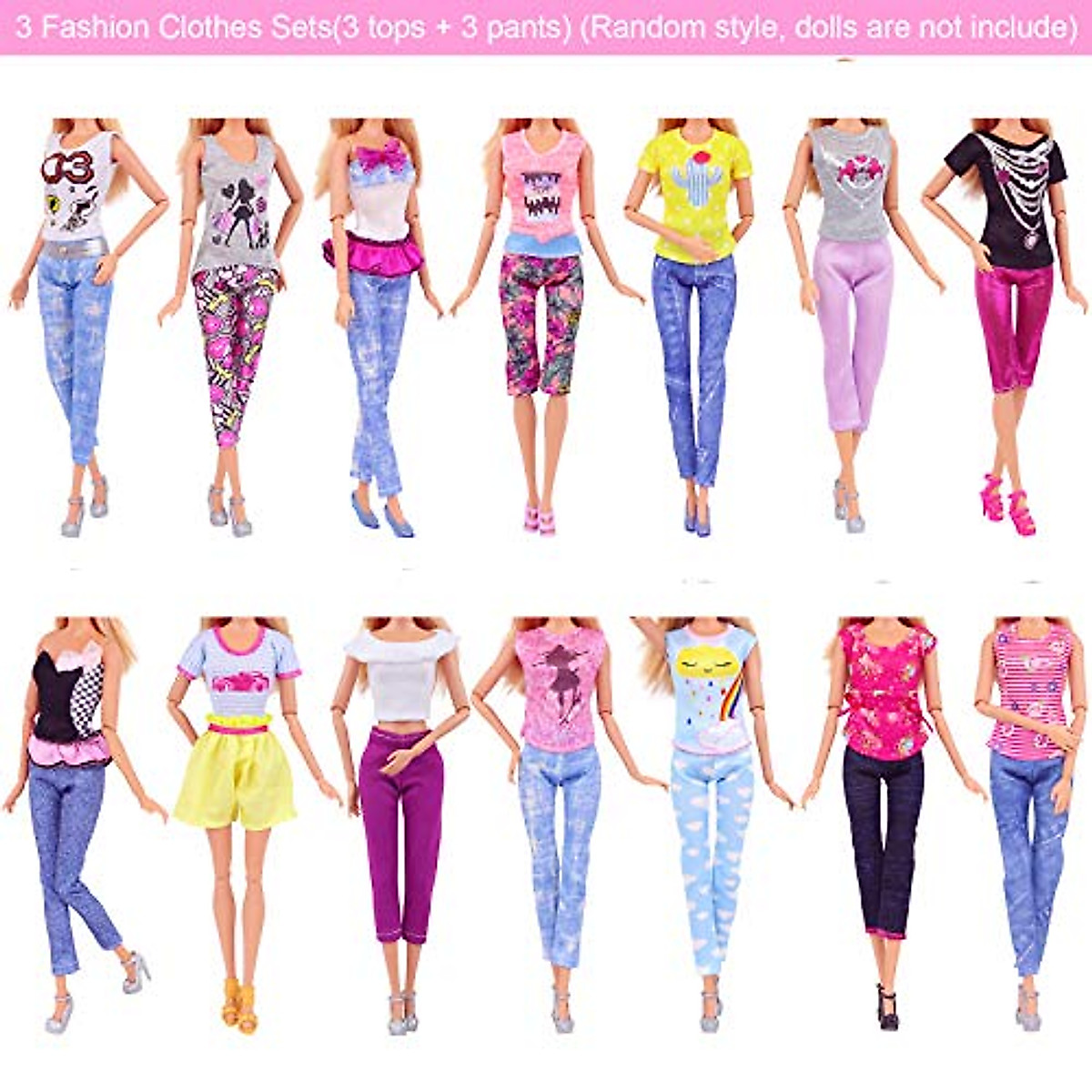 Ecore Fun 41 Pcs Doll Clothes and Accessories, 5 Wedding Gowns 5 Fashion Skirts 5 Mini Dresses 3 Fashion Clothes 3 Bikini Swimsuits 10 Hangers 10 Shoes Perfect for 11.5 Inch Dolls