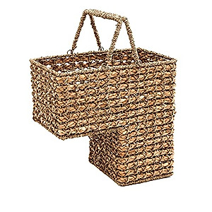 16" Braided Rope Storage Stair Basket With Handles by Trademark Innovations (Tan)