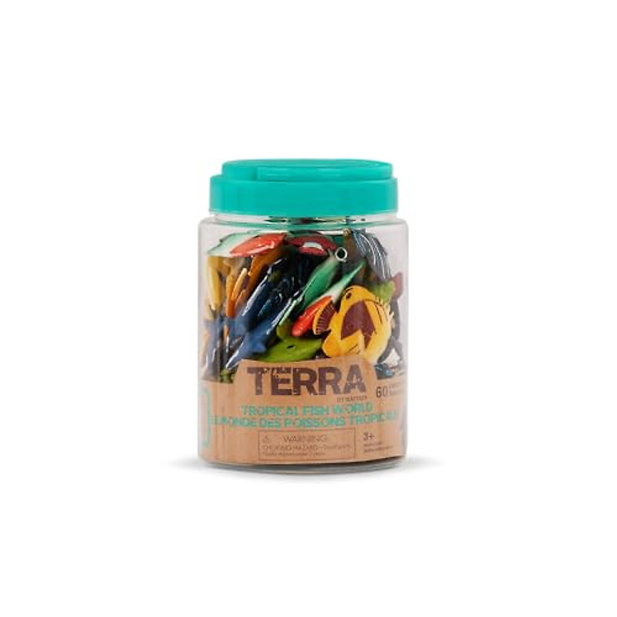 Terra by Battat – Toy Tropical Fish & Crabs – 60 Mini Figures in 12 Realistic Designs – Tropical Sea Animals in Storage Tube – Realistic Figurines for Sensory Bin – Tropical Fish World – 3 Years +
