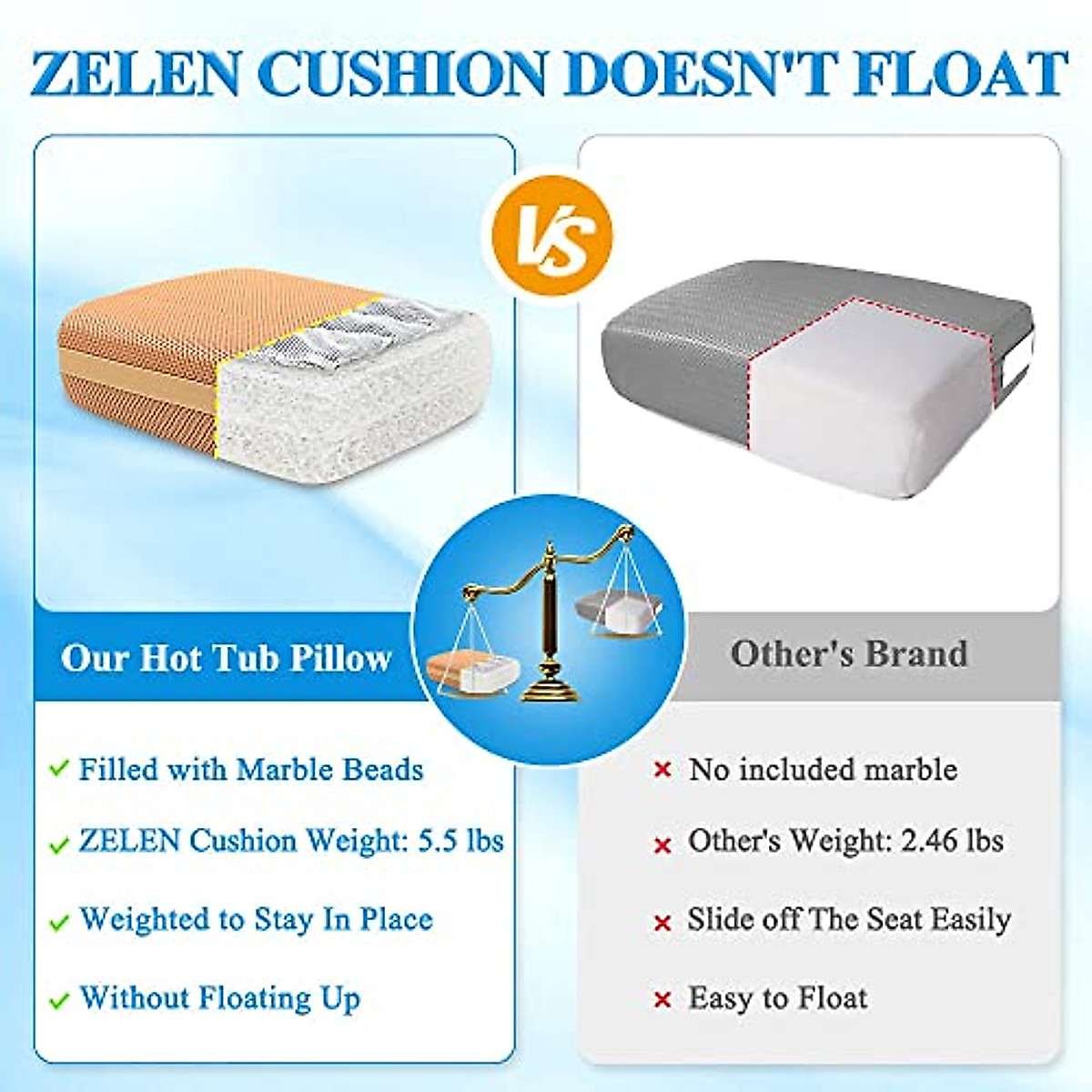 Spa Booster Seat for Hot Tub Weighted Spa Pillow Hot Tub Booster Seat for Adults Hot Tub Cushion Spa Seat Pillow for Outdoor Hot Tub Accessories