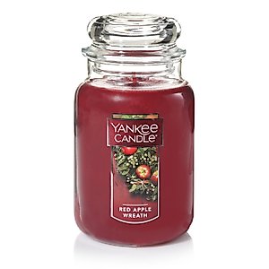 Yankee Candle Apple Wreath Scented, Classic 22oz Large Jar Single Wick Candle, Over 110 Hours of Burn Time | Holiday Gifts for All