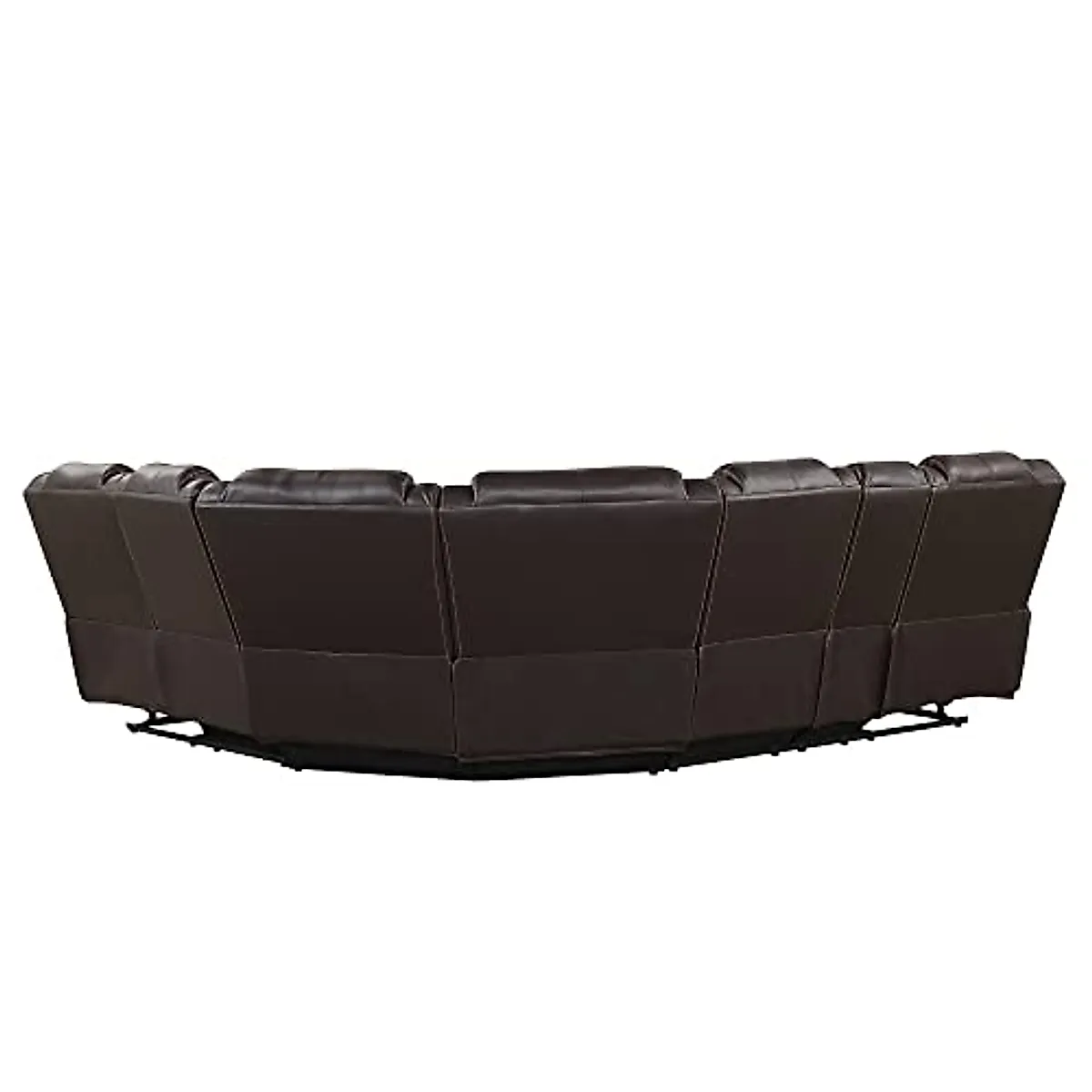 FANYE L-Shaped Manual Motion Sectional, PU Leather Upholstered Corner Recliner Sofa & Couch 2 Chaises W/Storage Console,Cupholders and LED Stripes for Home Apartment Living Room, Brown