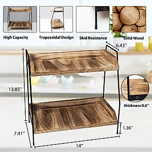 QUALLON Coffee Bar Accessories and Organizer, Coffee Station Organizer 2 Tier Bathroom Counter Organizer, Wood Coffee Tray, Bathroom Vanity Organizer, Countertop Shelf for Kitchen, Coffee Lover