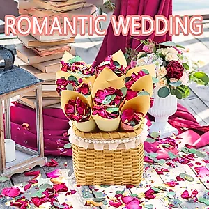 2 QT Dried Roses & Eucalyptus Leaves Mix Petals, 20+ Cups of Natural Biodegradable Confetti, Containing Chrysanthemums Jasmine Cornflowers Flower Girl Baskets, Wedding Parties,Flower Girls