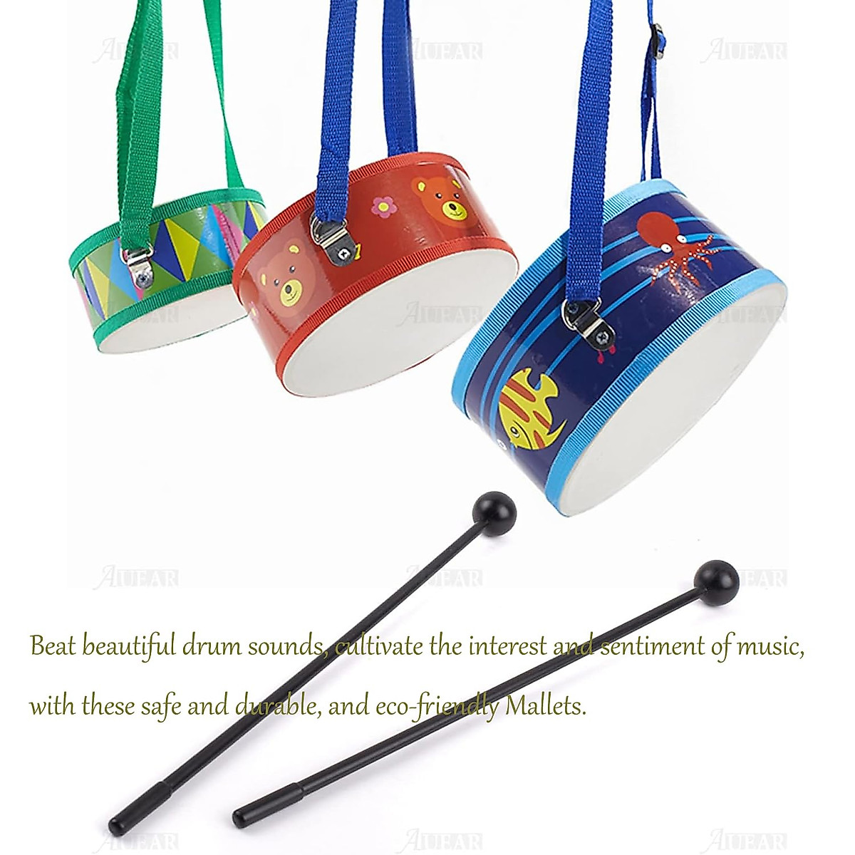 AUEAR, 10 Pack Solid Plastic Bell Mallets Percussion Sticks Hammer Drum Xylophone 11 Inch Black