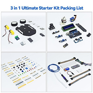 SunFounder Ultimate Starter Kit Compatible with Arduino UNO IDE Scratch, 3 in 1 IoT/Smart Car/Basic Kit with Online Tutorials, Video Courses, 192 Items, 87 Projects, Suitable for Age 8+ Beginners