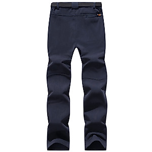 BenBoy Men's Snow Ski Outdoor Waterproof Windproof Fleece Cargo Hiking Pants,AN-SF1602M-Blue-S