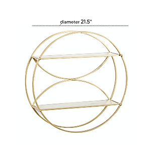 CosmoLiving by Cosmopolitan Metal Round 2 Shelf Wall Shelf, 22" x 7" x 22", Gold