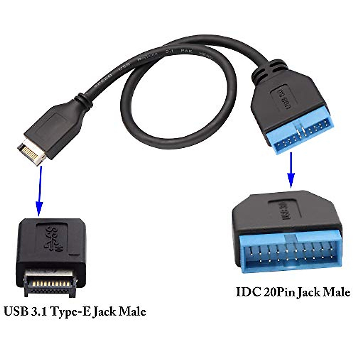 zdyCGTime USB 3.1 Front Panel Header to USB 3.0 20Pin Header Extension Cable for ASUS Motherboard 20cm Black (20p)