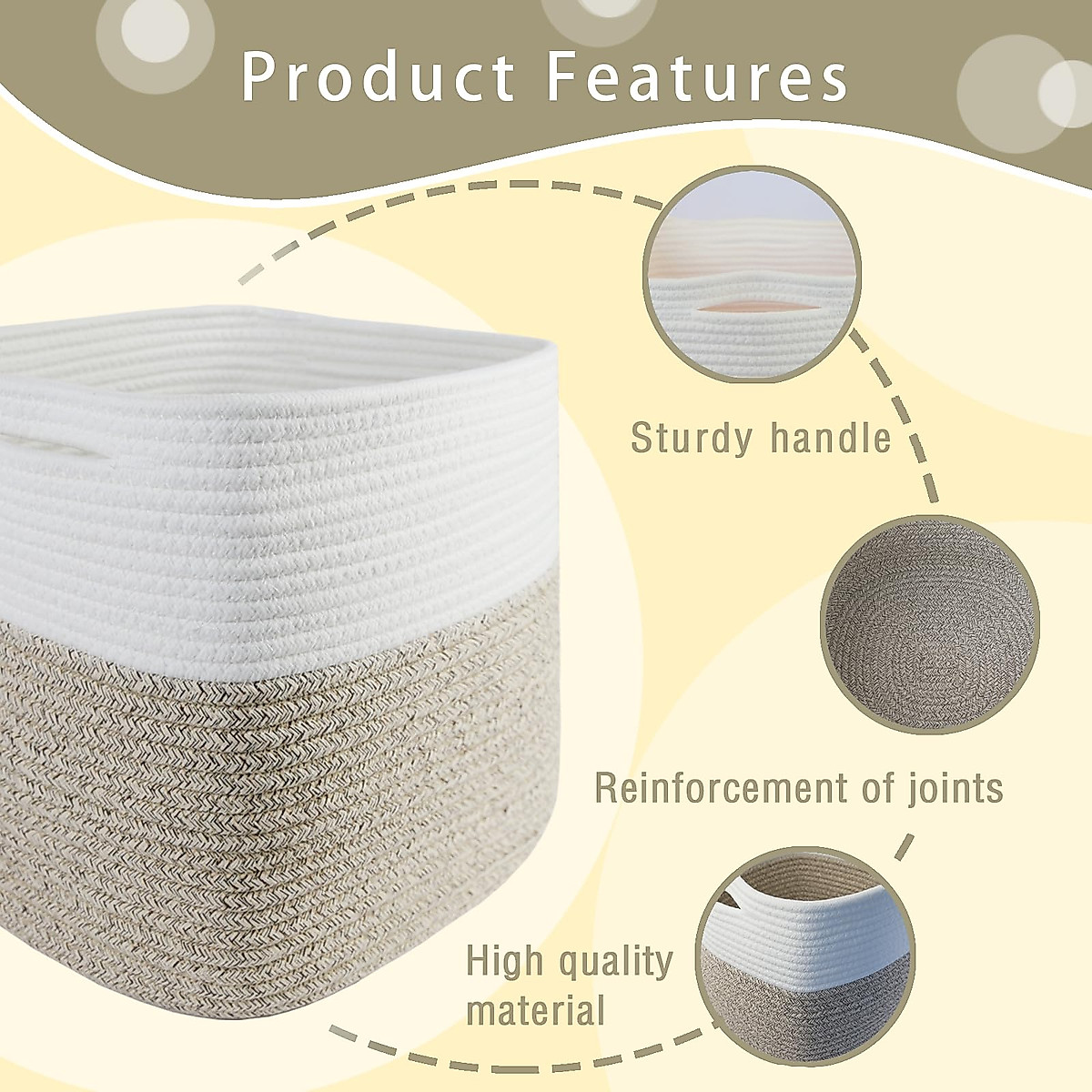 childishness ndup Woven Storage Cubes baskets for shelves，Baby Toy Basket for Shelves - Stylish Storage Baskets for Organizing, Laundry (Mixed Brown & off White)