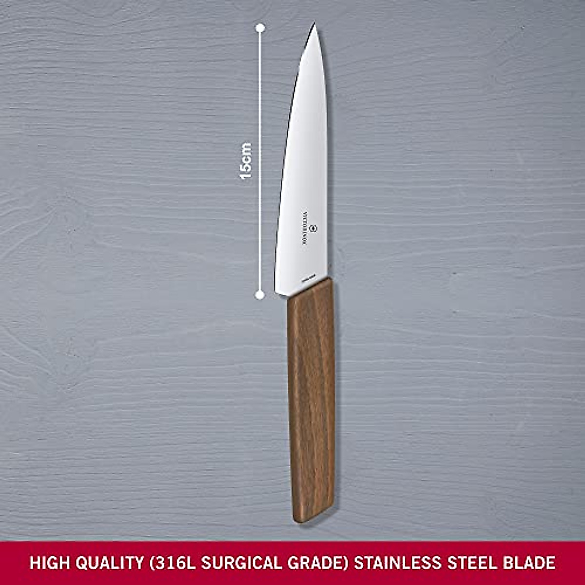 Victorinox Swiss Modern Wood Chef's Knife - Elegant, Timeless Chef's Knife with Wooden Handle - 6"