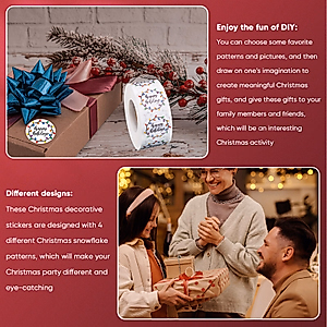 Epakh 1000 Pcs 1.5 Inch Happy Holiday Stickers Christmas Sticker for Envelopes Circle Label Holiday Lights Sticker Round Xmas Tag Envelope Seal Decals for Christmas Greeting Card (Black)