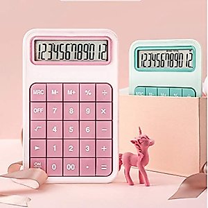 MJWDP 12 Digit Desk Calculator Large Buttons Cute Candy Color Financial Business Accounting Tool Big Buttons Battery (Color : D)