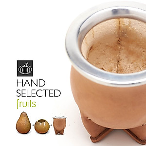 BALIBETOV Leather Wrapped Handmade Yerba Mate Gourd (Mate cup) with Bombilla (Yerba Mate straw) (Natural)