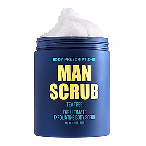 Body Prescriptions Body Scrub for Men- Ultimate Exfoliating Scrub Infused with Tea Tree, in Jar with Twist Top