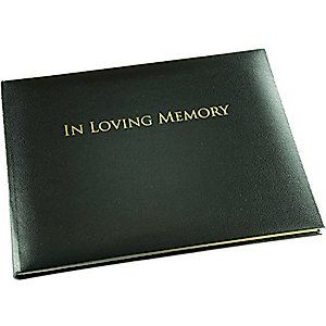 in Loving Memory Funeral Guest Book - Informal Lined Inner Page Format - Presentation Boxed - Black - Size: 10.5" x 7.6"