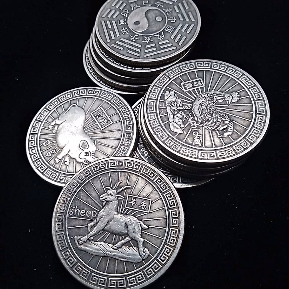 Kocreat Constellation Star Sign Chinese Zodiac Sign Lucky Coin Morgan Coin Freedom Hobo Coin Souvenir Coin Challenge Coin Antique Coins Replica Collection Rat