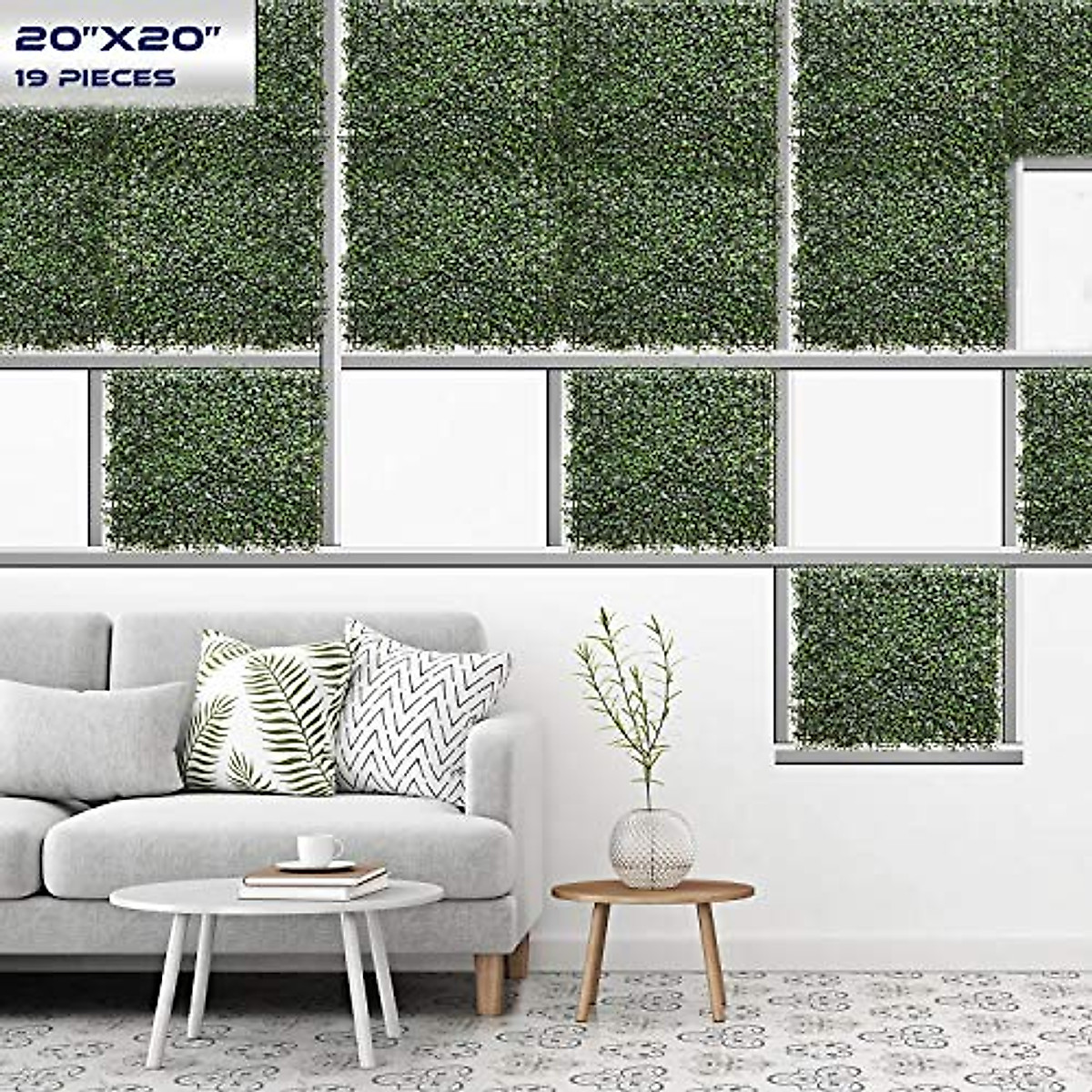 Windscreen4less Artificial Faux Ivy Leaf Decorative Fence Screen 20'' x 20" Boxwood/Milan Leaves Fence Patio Panel,New Milan Leave 19 Pieces