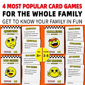 Fun Card Games for Kids, Adults, Family-Board Games for Family Game Night with 415 Conversation and Challenge Cards, for Ages 8 and Up-Know Family Better, Live Life Happier-Family Games 6 in 1 Set