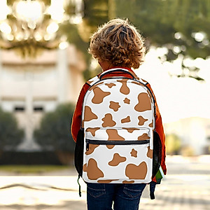 Brown Cow Print Backpack Cow Spots Pattern Backpacks for Kids Lightweight High Capacity Student Bookbag Waterproof School Book Bag for Teen Girls Boys