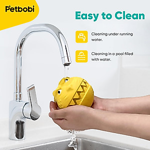 Petbobi Dog Chews for Aggressive Chewers - Natural Rubber Chew Toys for Dogs, Tough Durable Indestructible Dog Toys for Small Medium Dogs, Interactive Dog Toy Puppy Teething Toys, Yellow Monster