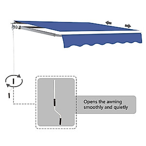 VUYUYU 13.1'x8.2' Patio Awning Retractable Awning Cover Sunshade Shelter Outdoor Canopy with Crank Handle and Water-Resistant Polyester for Courtyard, Balcony, Shop, Restaurant, Cafe, Deck