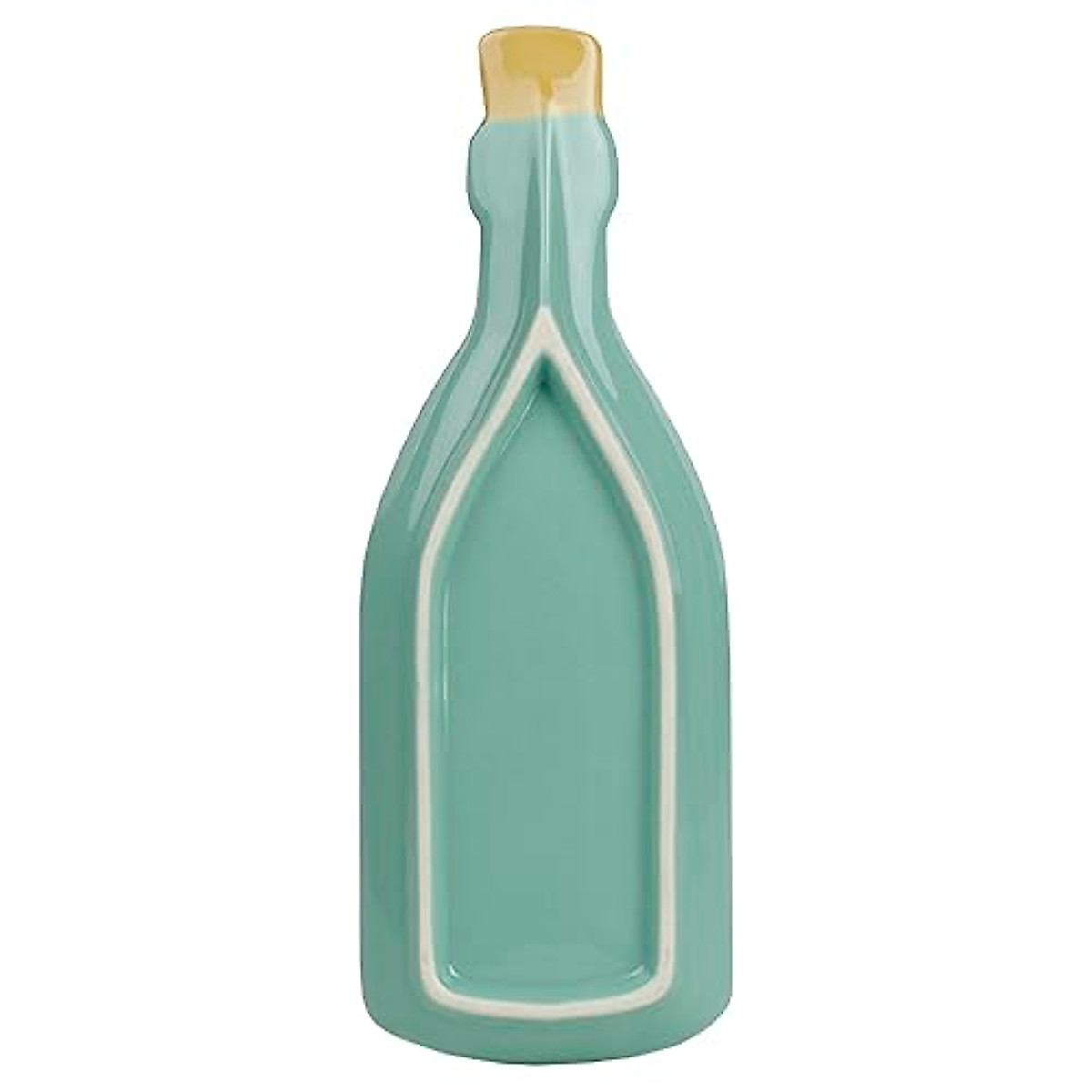 Home Basics Dinner is Poured Wine Shape Ceramic Spoon Rest Cooking Utensils/Ladle/Spatula Holder for Kitchen Countertop/Stovetop/Dinning Table, Teal