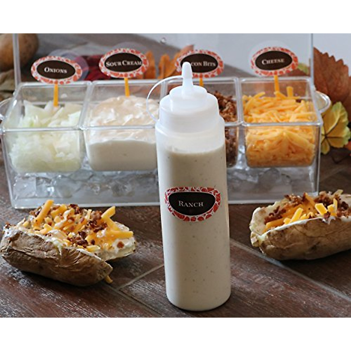 Oaklyn (3pk 24 oz Plastic Squeeze Squirt Condiment Bottles with Twist On Cap Lids - top dispensers for ketchup mustard mayo hot sauces olive oil - bulk clear bpa free bbq set