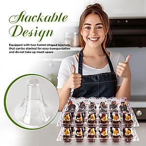 NPLUX 24 Count Mini Cupcake Containers 15 Pack Cupcake Holder with Detachable Tall Dome Lids Mini Plastic Stackable Cupcake Boxes for 360 Cupcakes, BPA Free