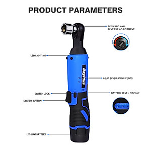 YouseaHome Cordless Electric Ratchet Wrench Set, 3/8" Power Ratchet Tool Kit with 2 Packs 1500mAh Lithium-Ion Battery and Charger, 12V Power Ratchet Driver with 7Pcs Socket Accessory Set