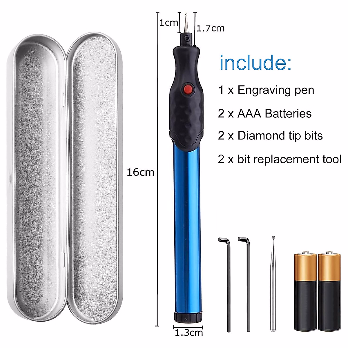 FOLAI Electric Engraving Engraver Pen Carve Tool for DIY Jewellery Jewelry Metal Glass - (Cordless Precision Engraver with Diamond Tip Bit)