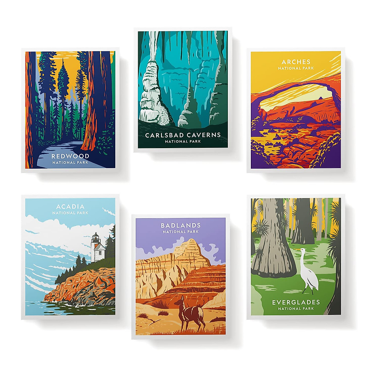 Twigs Paper - Assorted Art National Parks Greeting Cards - Stationery Cards with Envelopes - Thank You and Blank Note Cards - Greeting Cards for All Occasions - Made in USA (5.5 x 4.25, Set of 12)