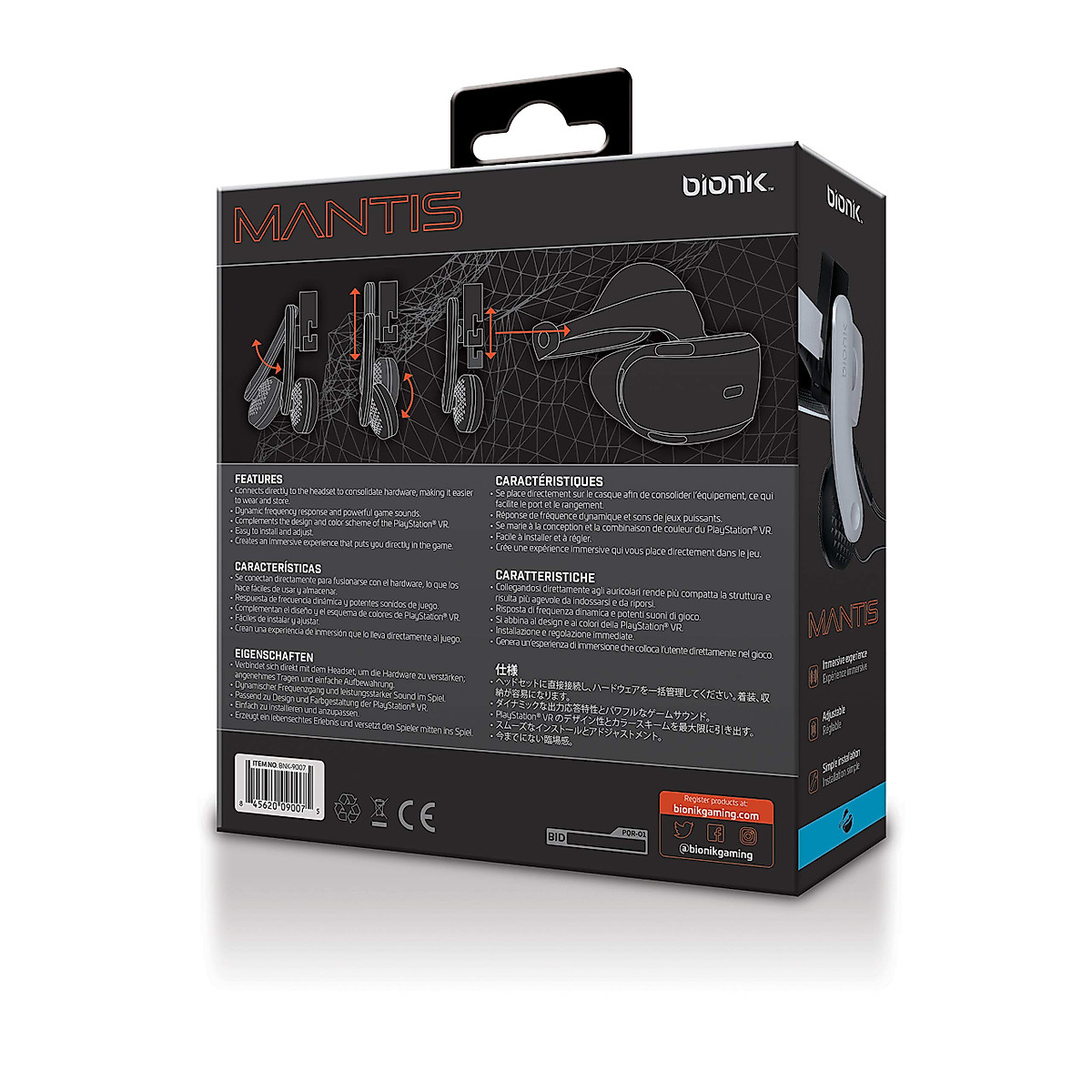 Bionik Mantis Attachable VR Headphones: Compatible with PlayStation VR, Adjustable Design, Connects Directly to PSVR, Hi-Fi Sound, Sleek Design, Easy Installation