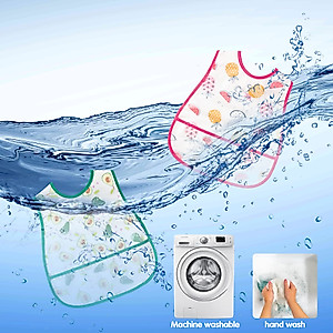 R HORSE 5Pcs Baby Bibs Set Cotton Toddler Bibs with Crumb Catcher Pocket & Snaps Baby Feeding Bibs Waterproof Food Bibs Infant Feeding Bibs with Fruit Pattern for Infants Babies Toddler 6-36 Months