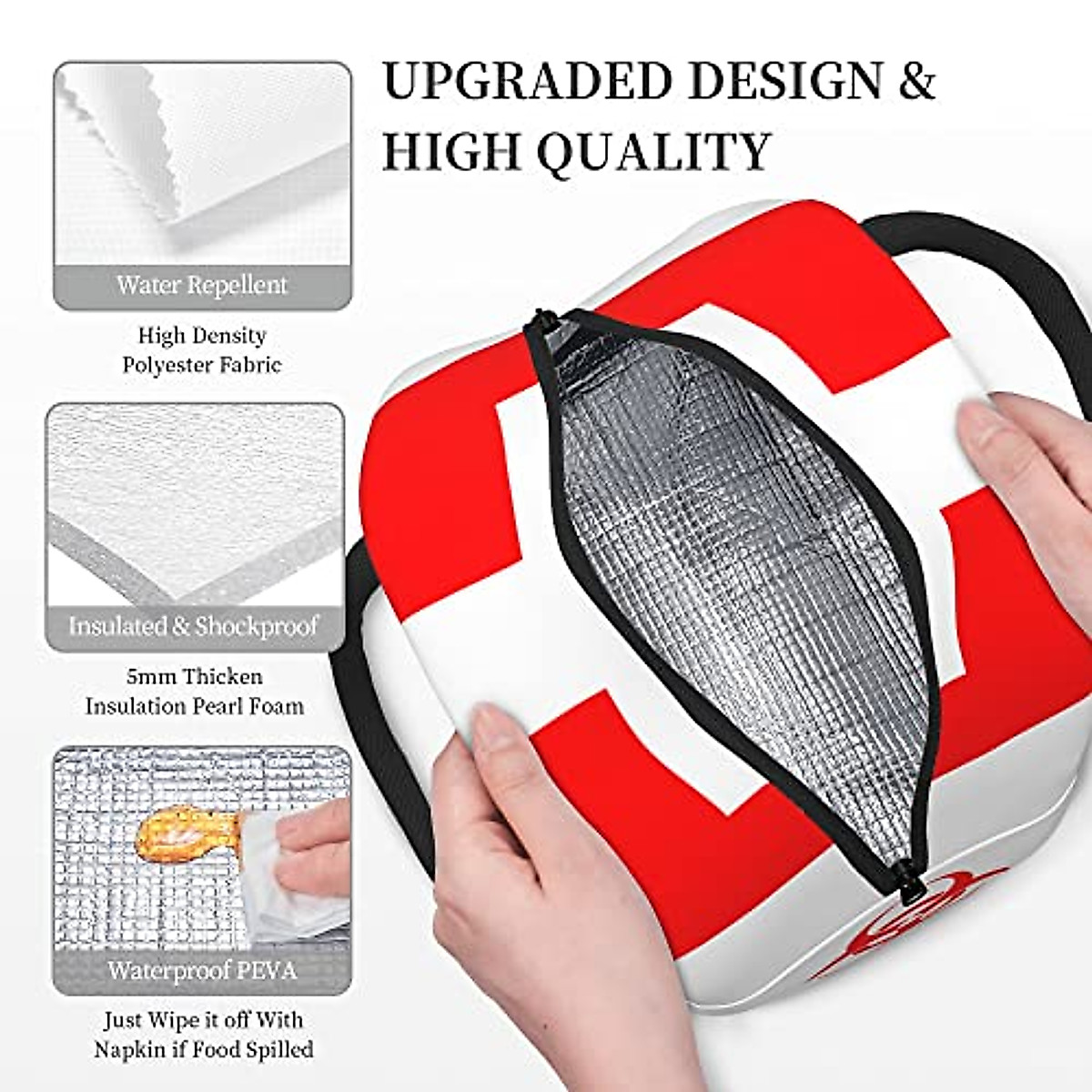 Zhung Ree Funny Nurse Lunch Bag, Human Organ for Transplant Lunch Box Portable Waterproof Reusable and Thermal Work Meal Lunch Tote Funny Cooler Lunch Bag for School Office Outdoor Picnic