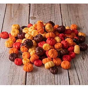 Mini Fall Mix Foam Artificial Pumpkins Decoration Filler Table Scatter - 132 Piece